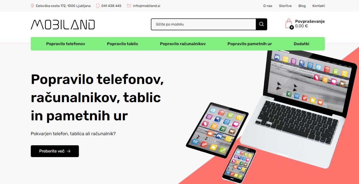 Mobiland - Popravilo telefonov, računalnikov, tablic in pametnih ur